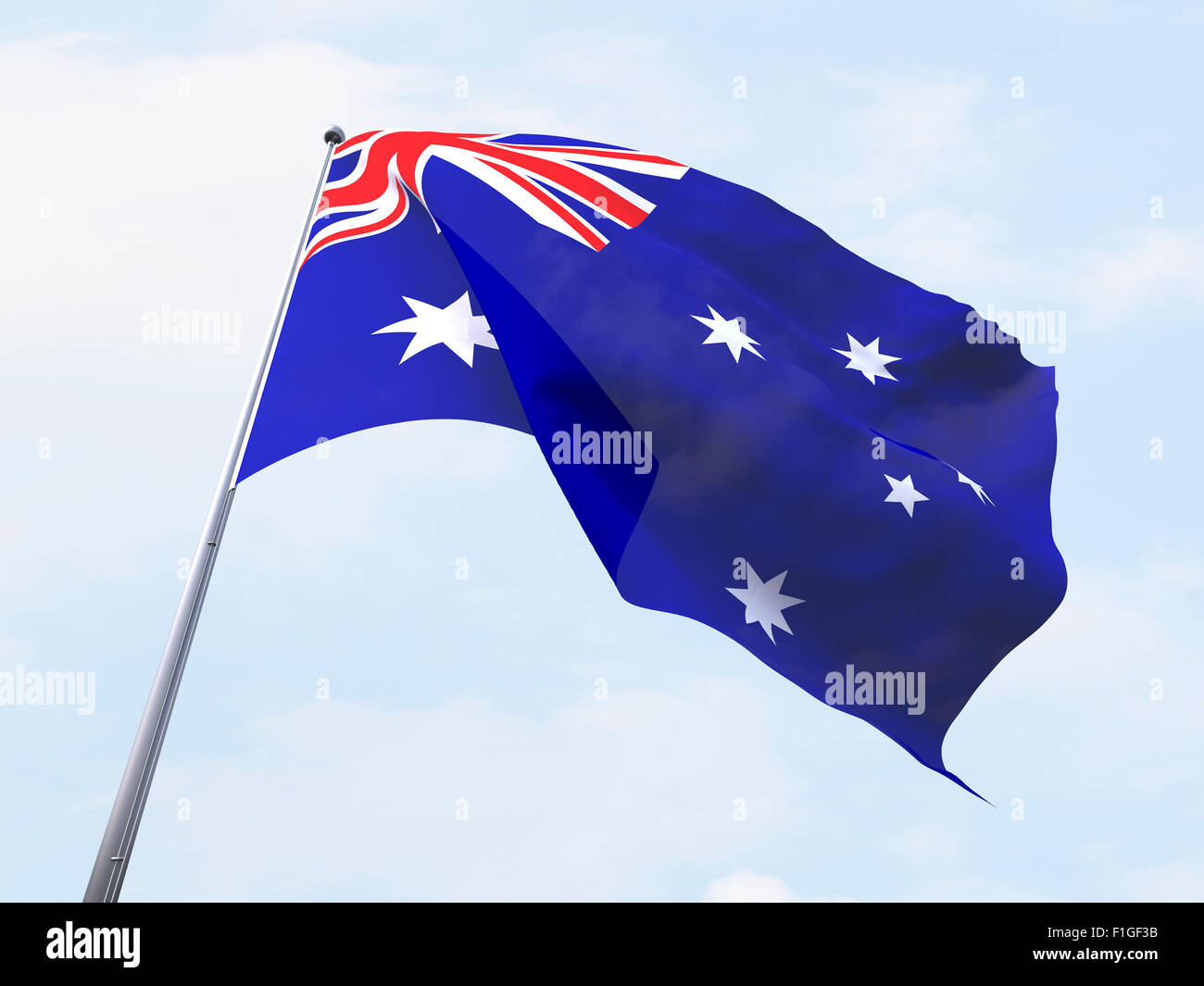 Australia flag flying on clear sky Stock Photo - Alamy