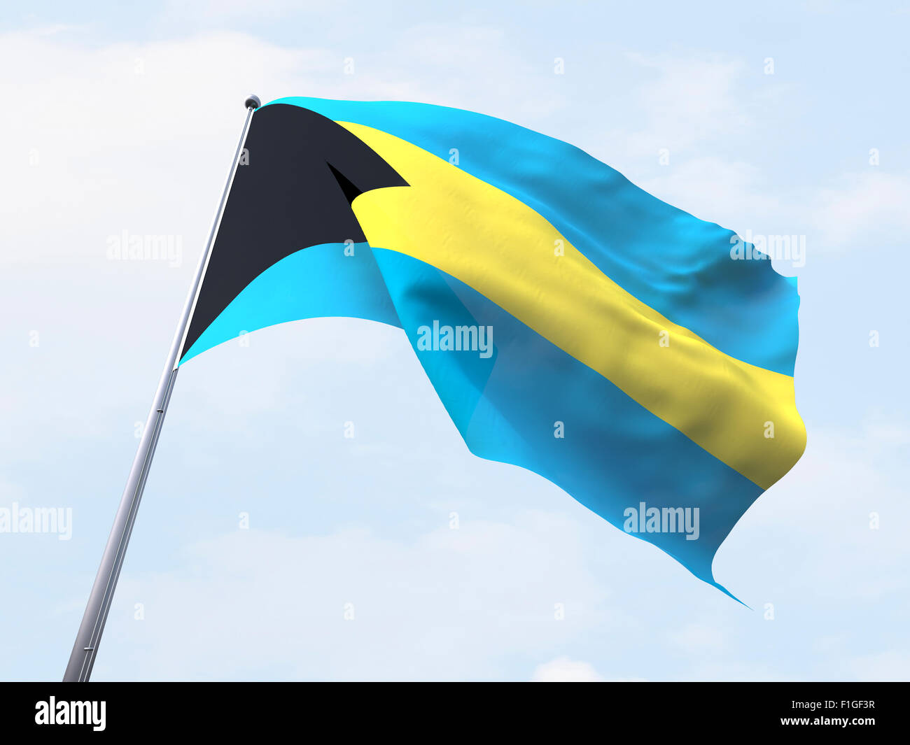 Bahamas flag flying on clear sky Stock Photo - Alamy