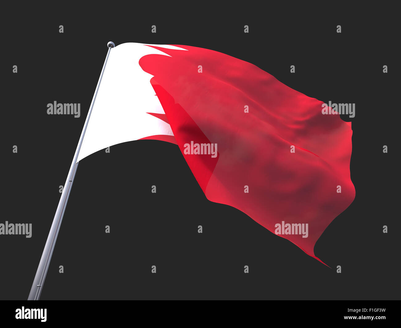 Bahrain flying flag isolate on black background Stock Photo - Alamy
