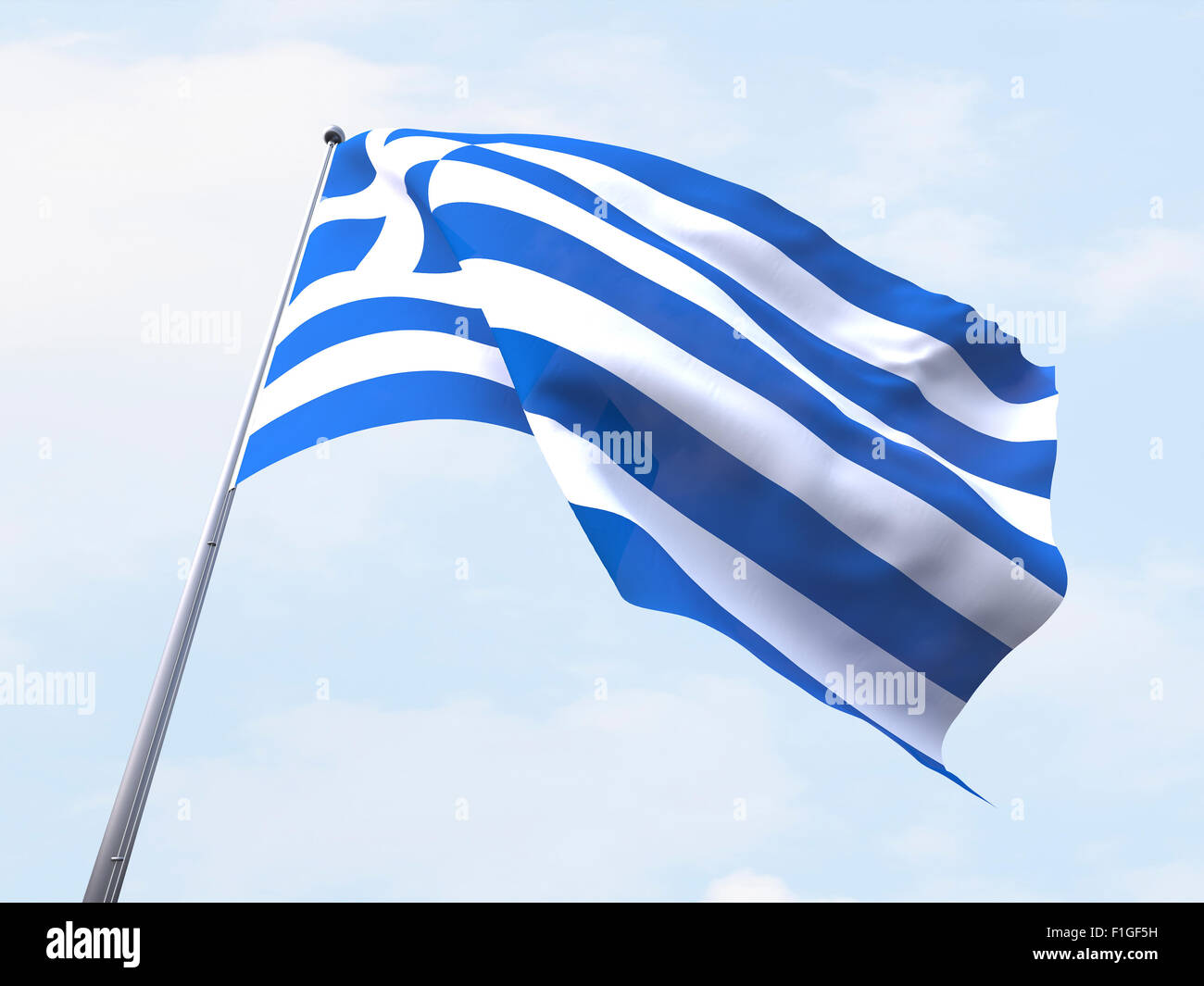 Greece flag flying on clear sky Stock Photo - Alamy