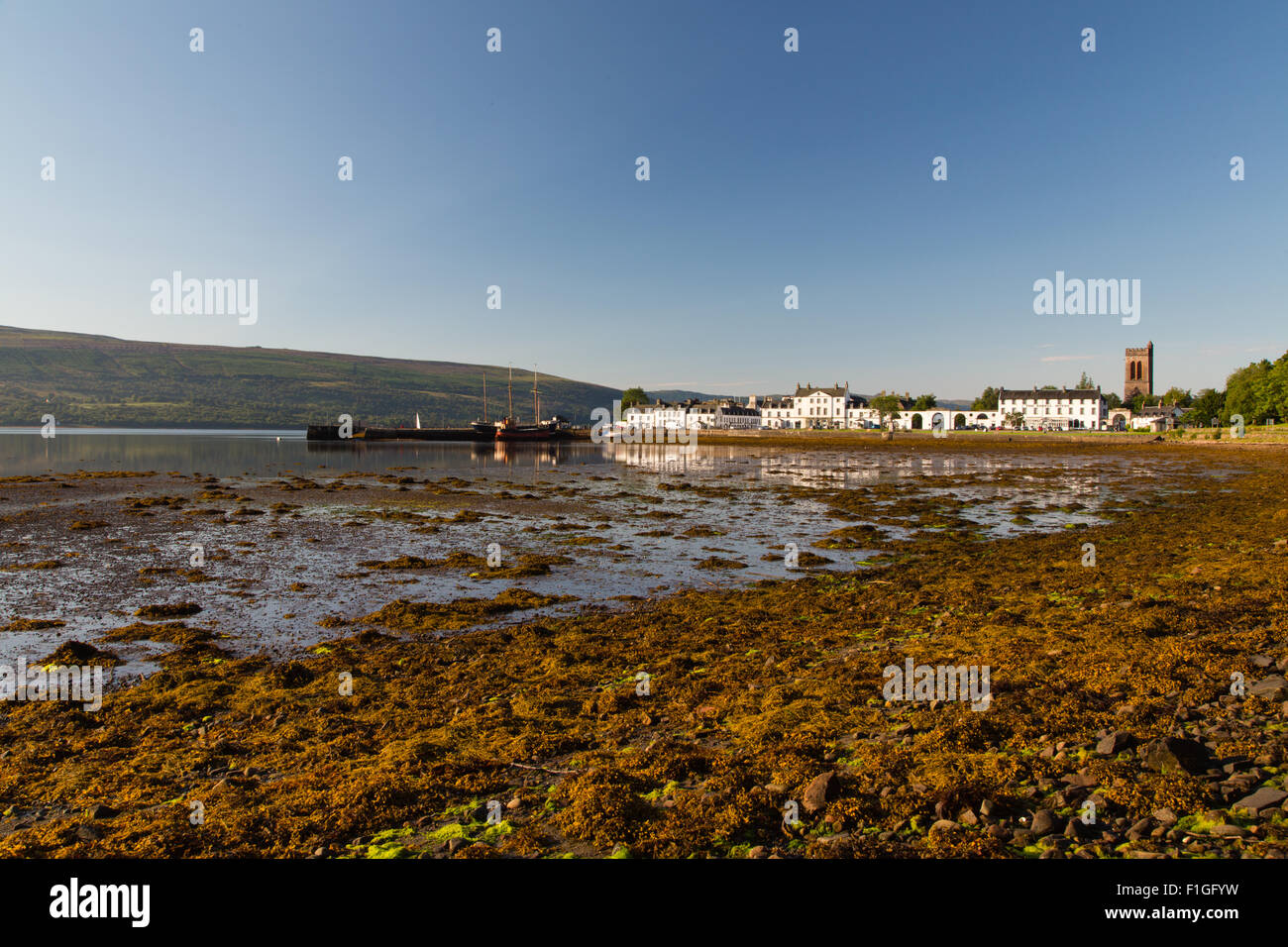 Inveraray town seen from the Old Military Road, that runs along Loch ...