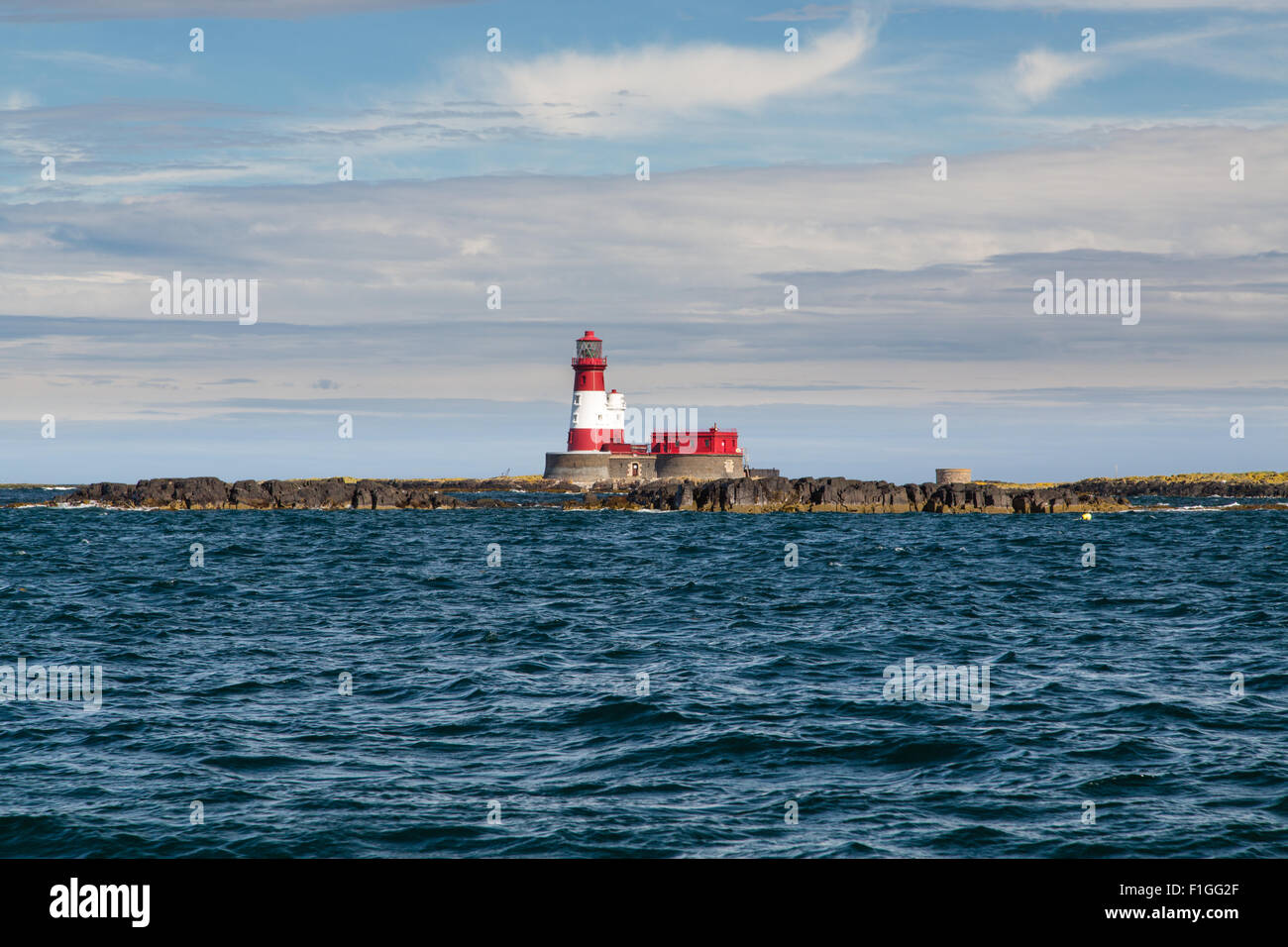 Longstone Lighthouse in the farne Islands, off the Northumbrian coast ...
