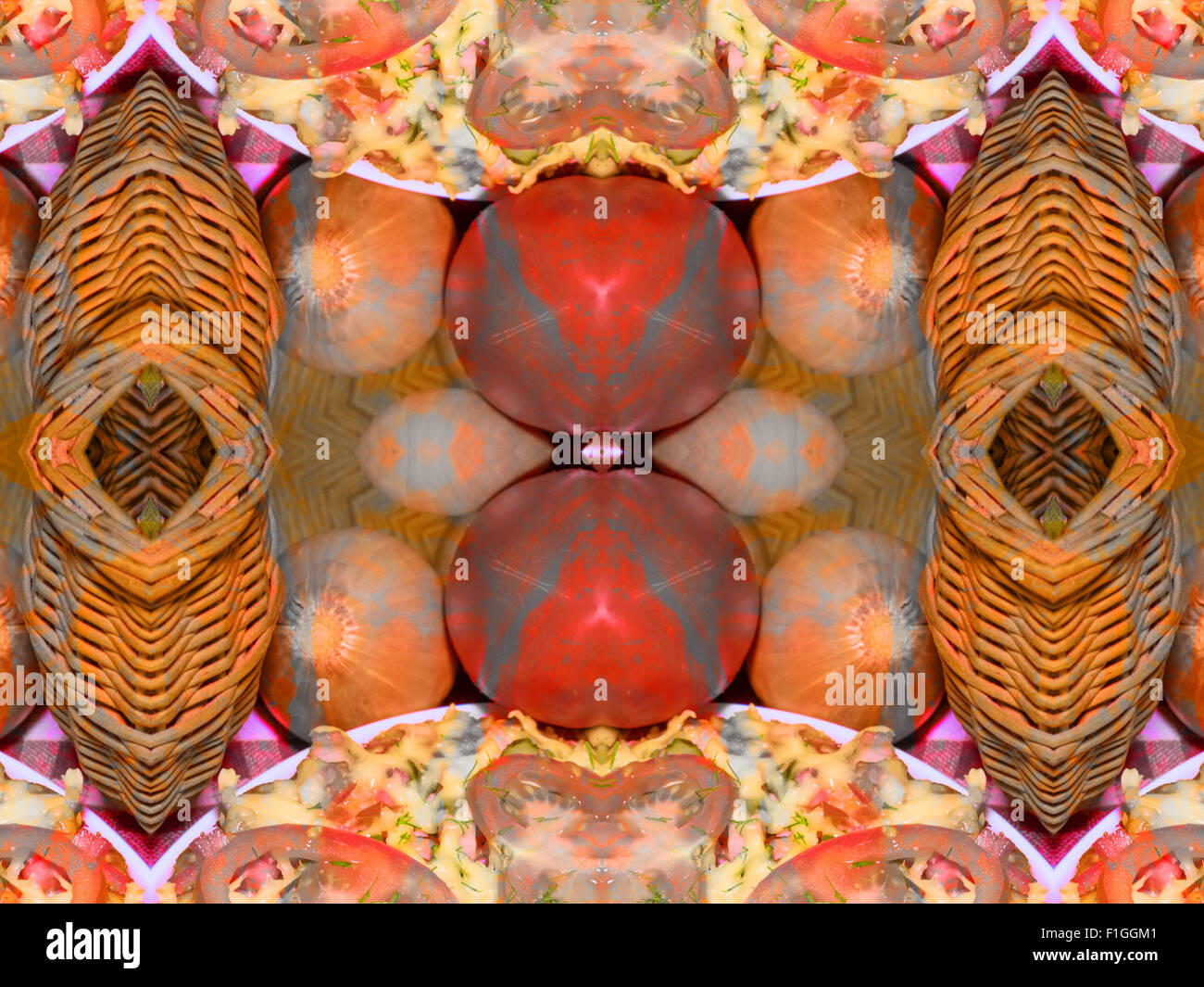 orange color drawing in kaleidoscope pattern - orange color drawing in ...