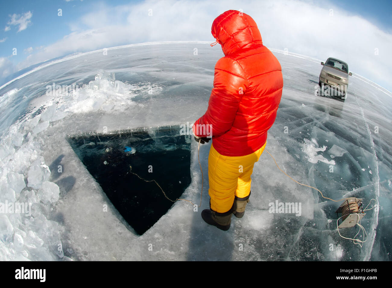 Lake Baikal, Siberia, Russia. 15th Oct, 2014. ice-diving on Baikal lake ...