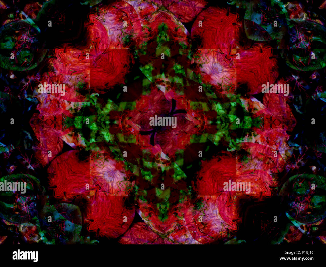 red color drawing in kaleidoscope pattern - red color drawing in ...