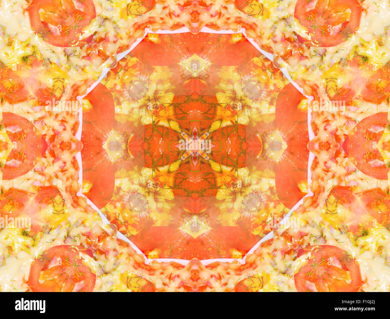 orange color drawing in kaleidoscope pattern - orange color drawing in ...