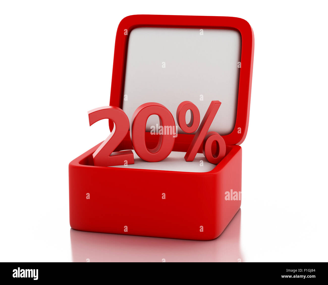 3d renderer image. Gift box with 20 percent discount. Sale concept ...