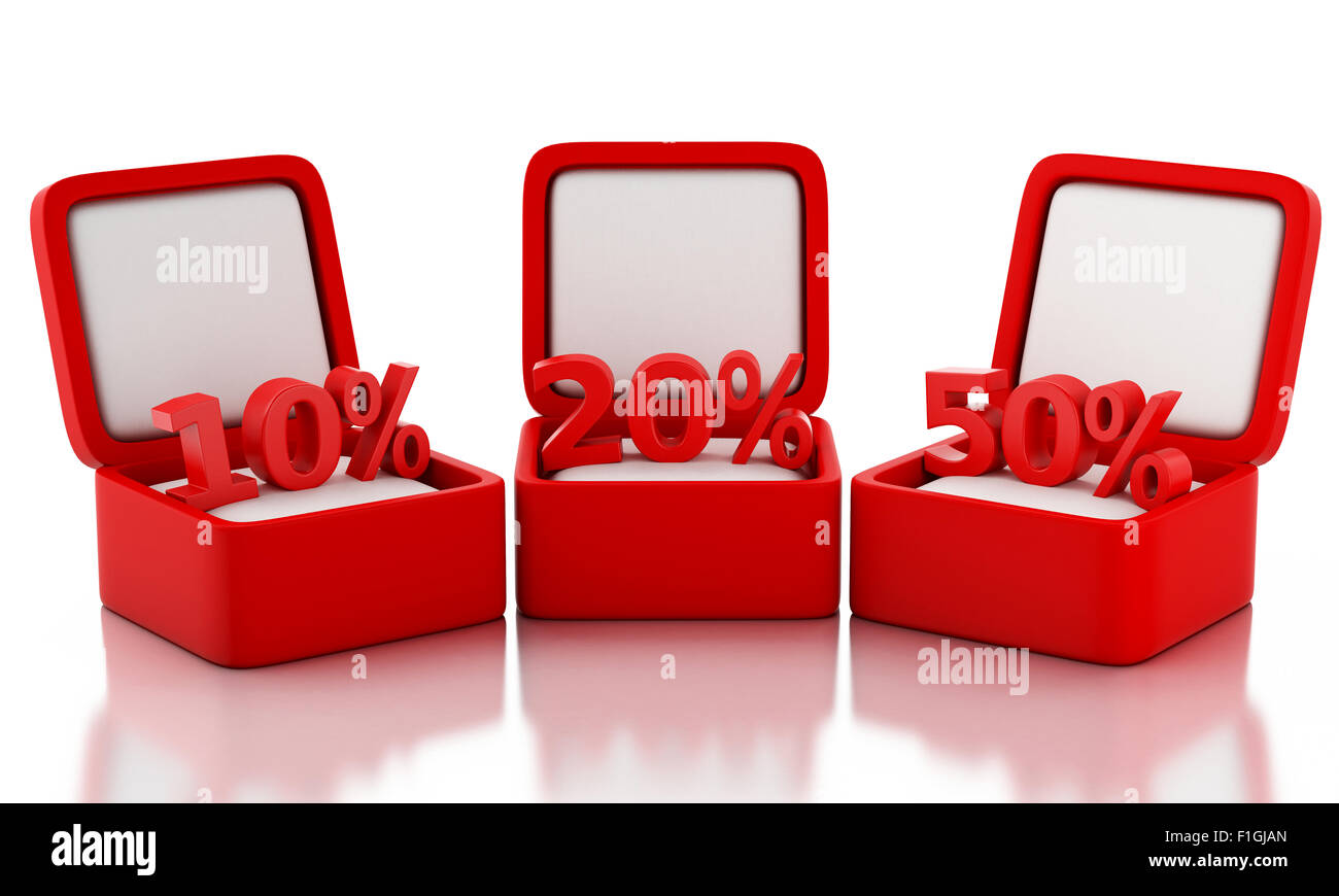 3d renderer image. Gift box with percent discount sign. Concept of ...