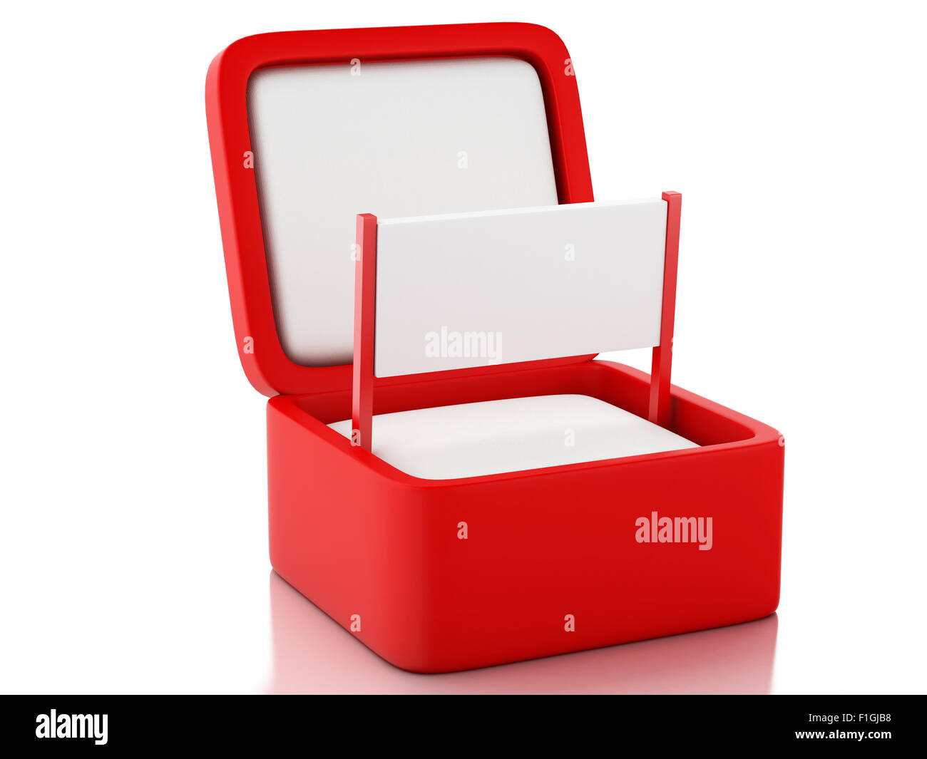 3d renderer image. Gift box with empty sign board. Isolated white ...
