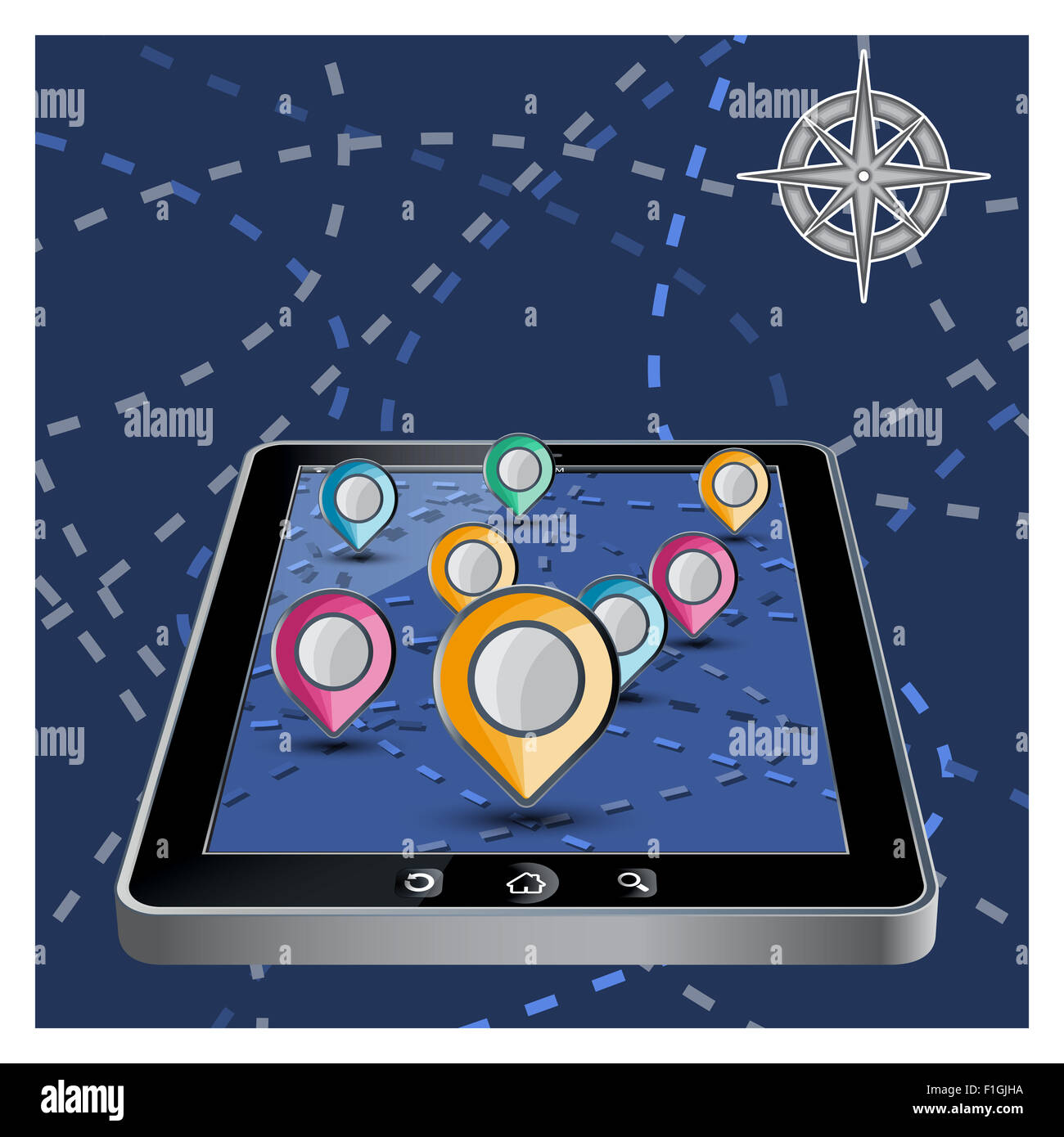 Navigation application location pin Cut Out Stock Images & Pictures - Alamy