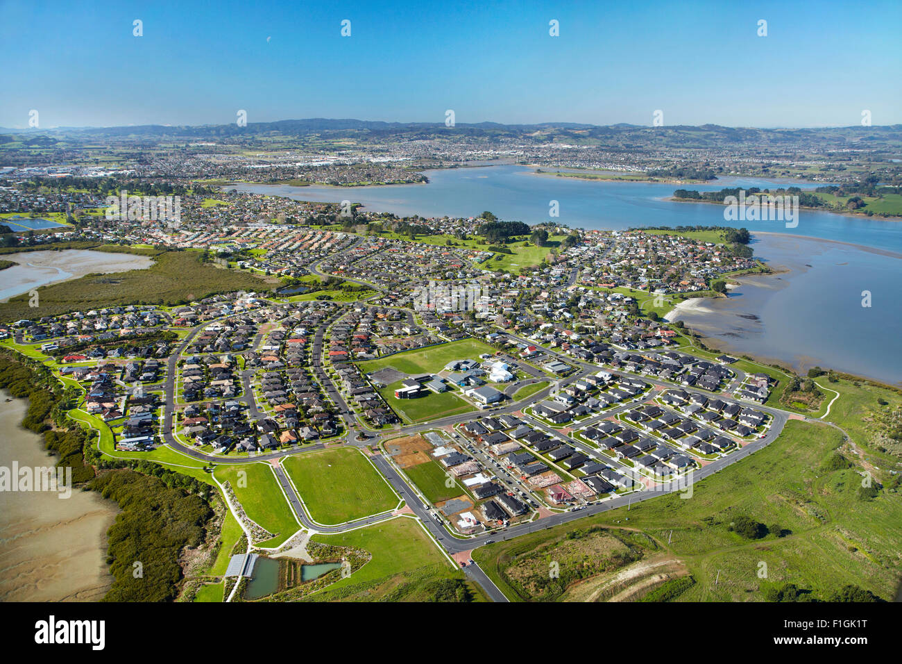 Wattle Downs and Manukau Harbour, Auckland, North Island, New Zealand ...