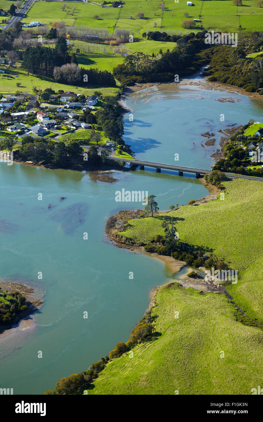 Drury Creek, Hingaia Bridge, and farmland, Karaka, Auckland, North ...