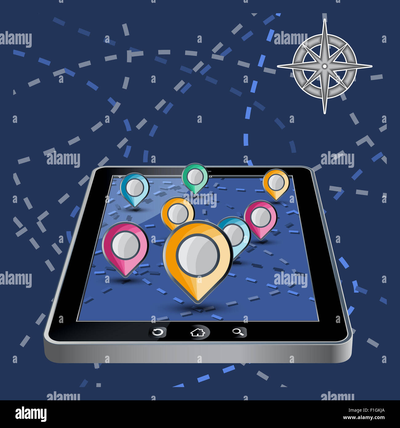 App Navigation in modern flat screen gadget Stock Photo - Alamy