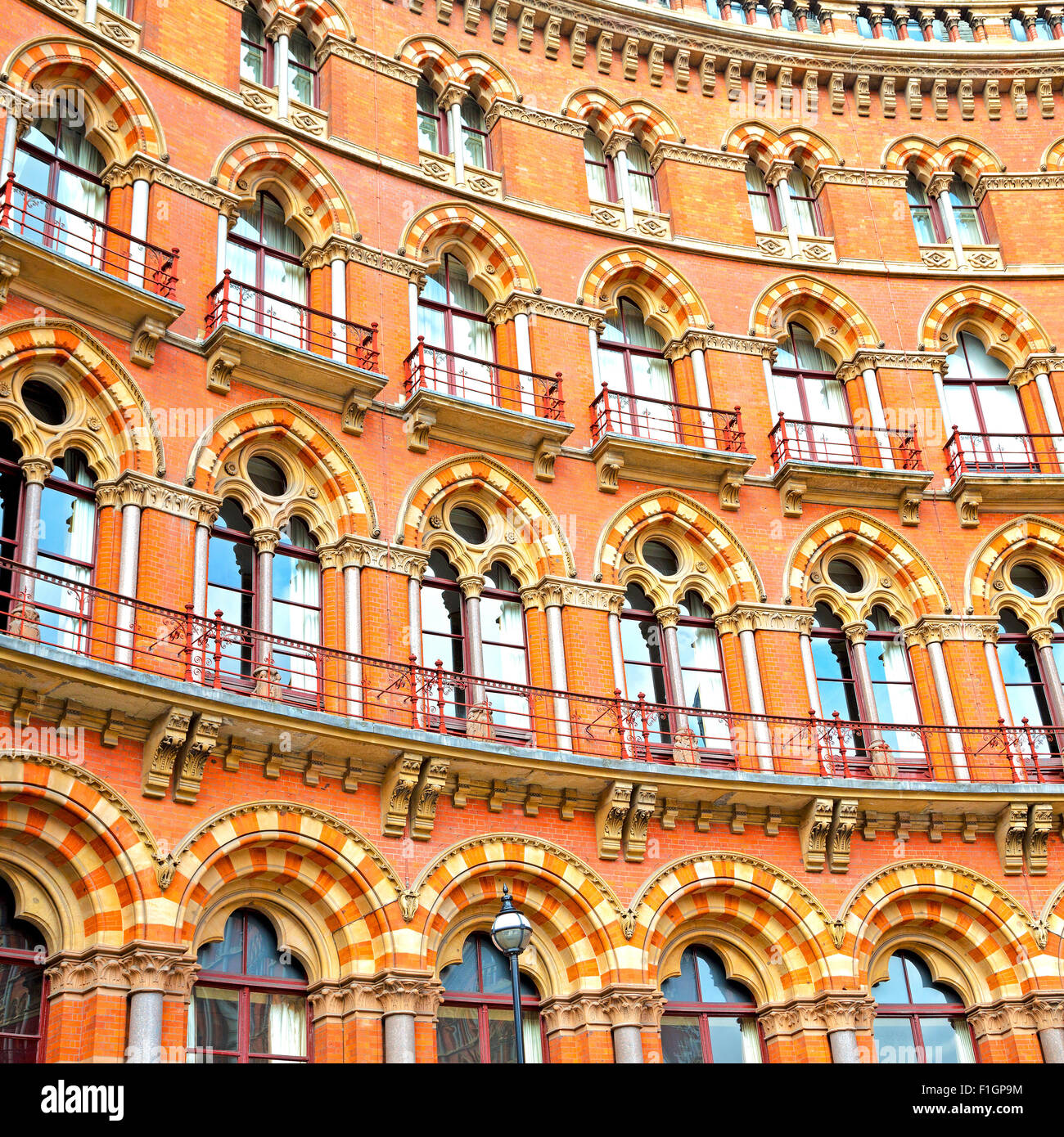 old architecture in london england windows and brick exterior wall ...