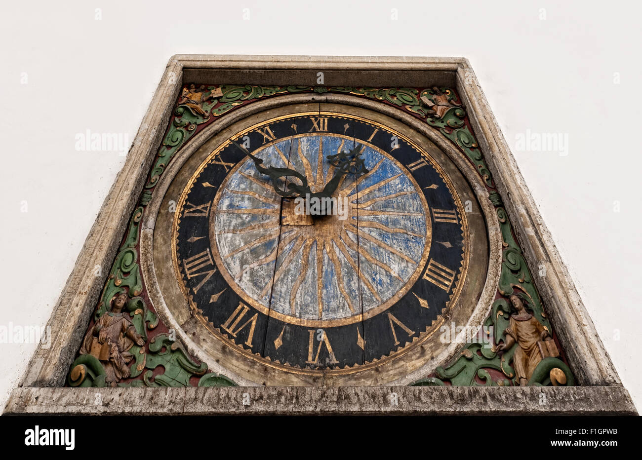 Ancient clock isolated on white background Stock Photo - Alamy