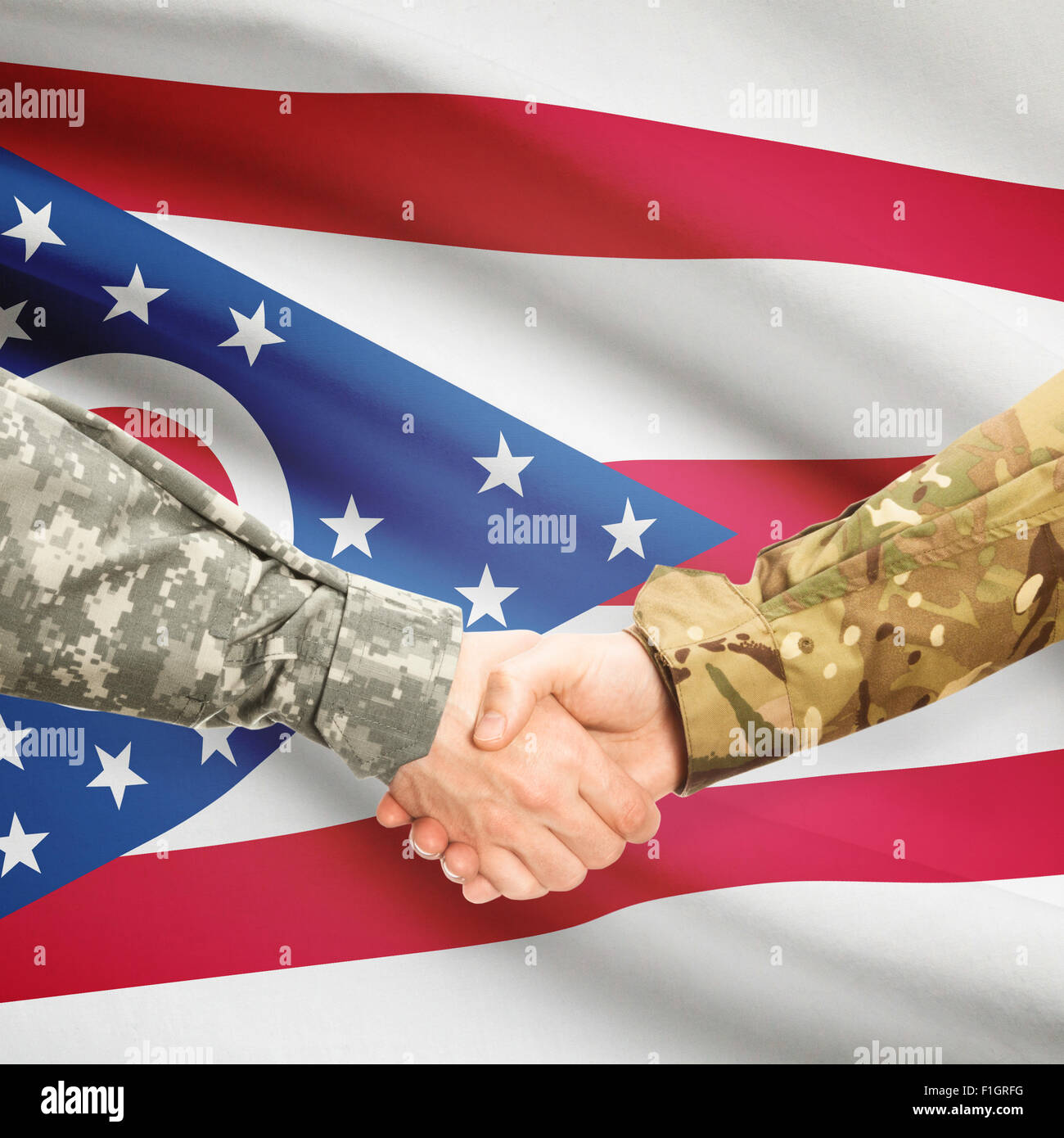 Soldiers handshake us state flag hi-res stock photography and images ...