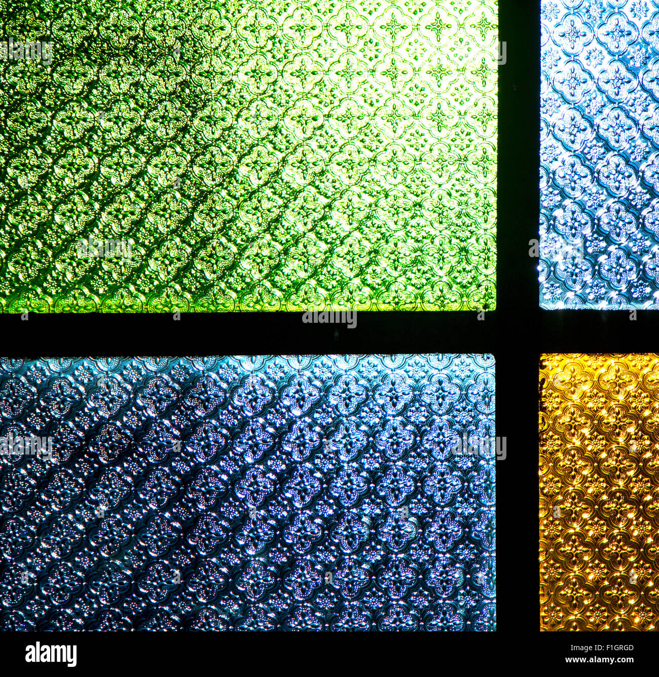 colorated glass and sun in morocco africa window and light Stock Photo ...