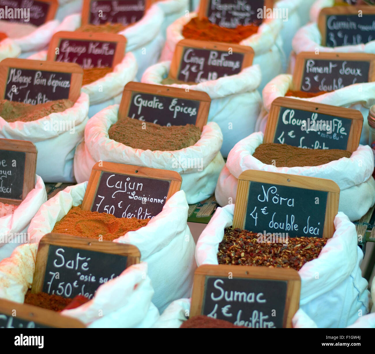 Spices for sale at St. Tropez market, South France Stock Photo - Alamy