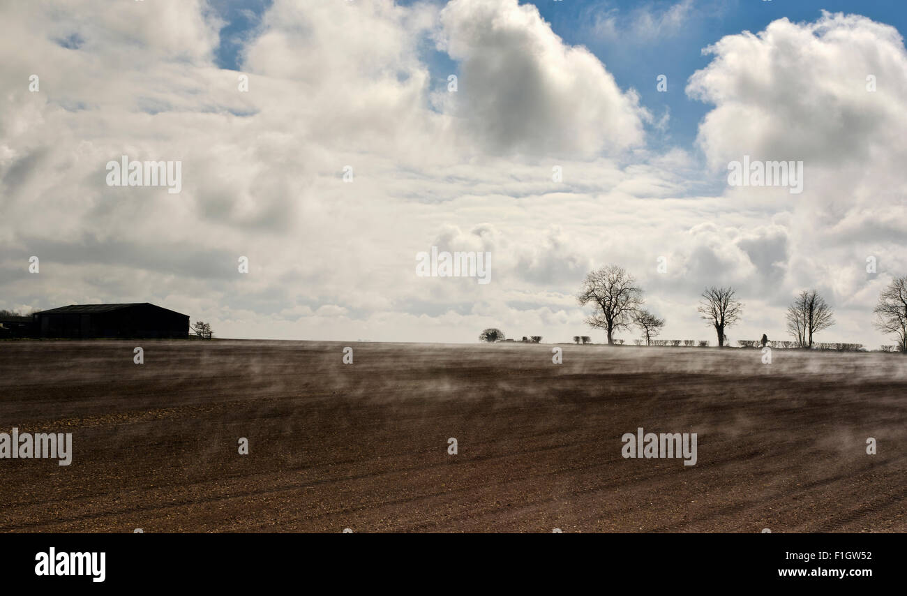 mist rising from ploughed field Stock Photo - Alamy