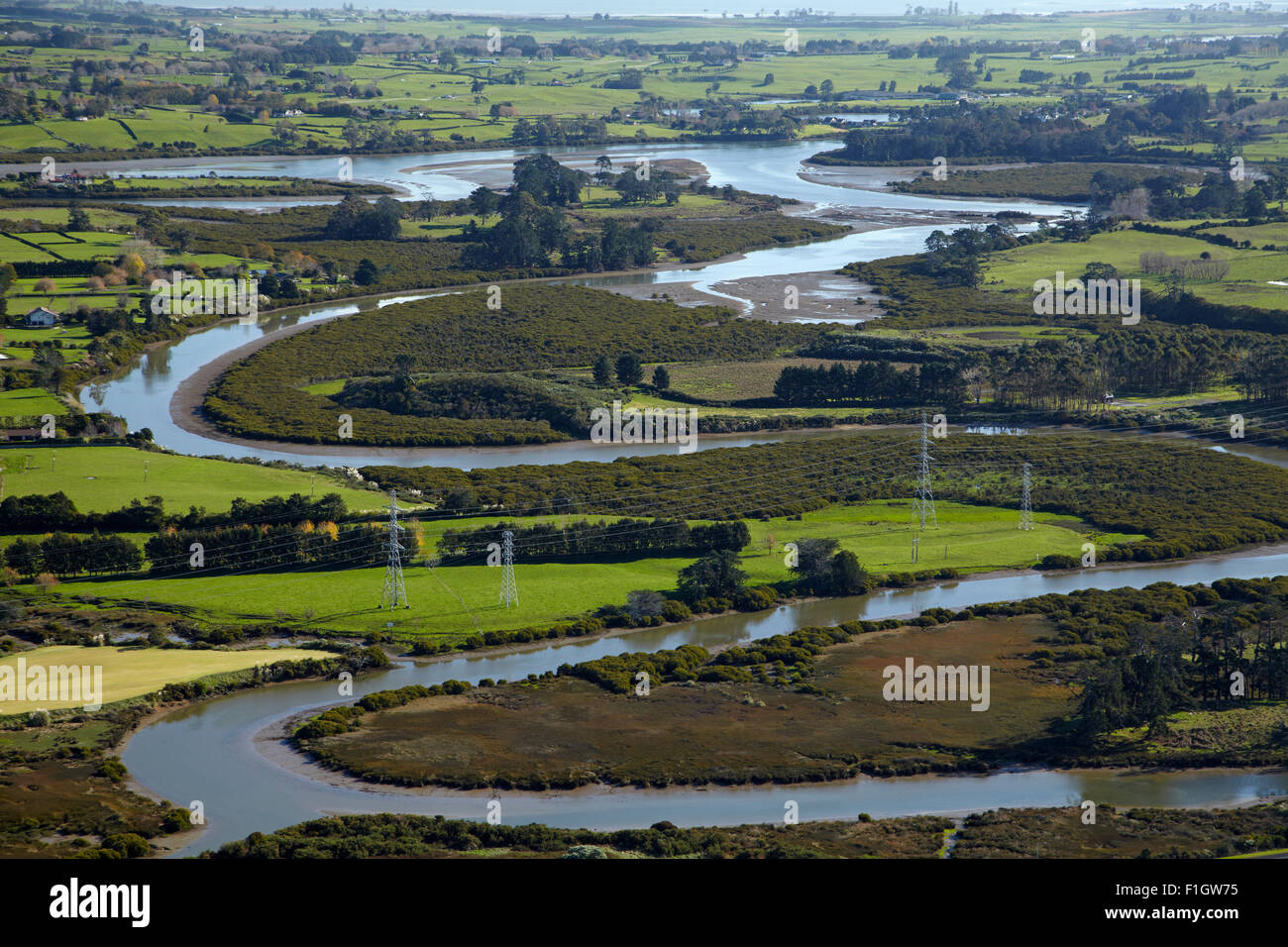 Drury Creek, near Drury, Auckland, North Island, New Zealand - aerial ...