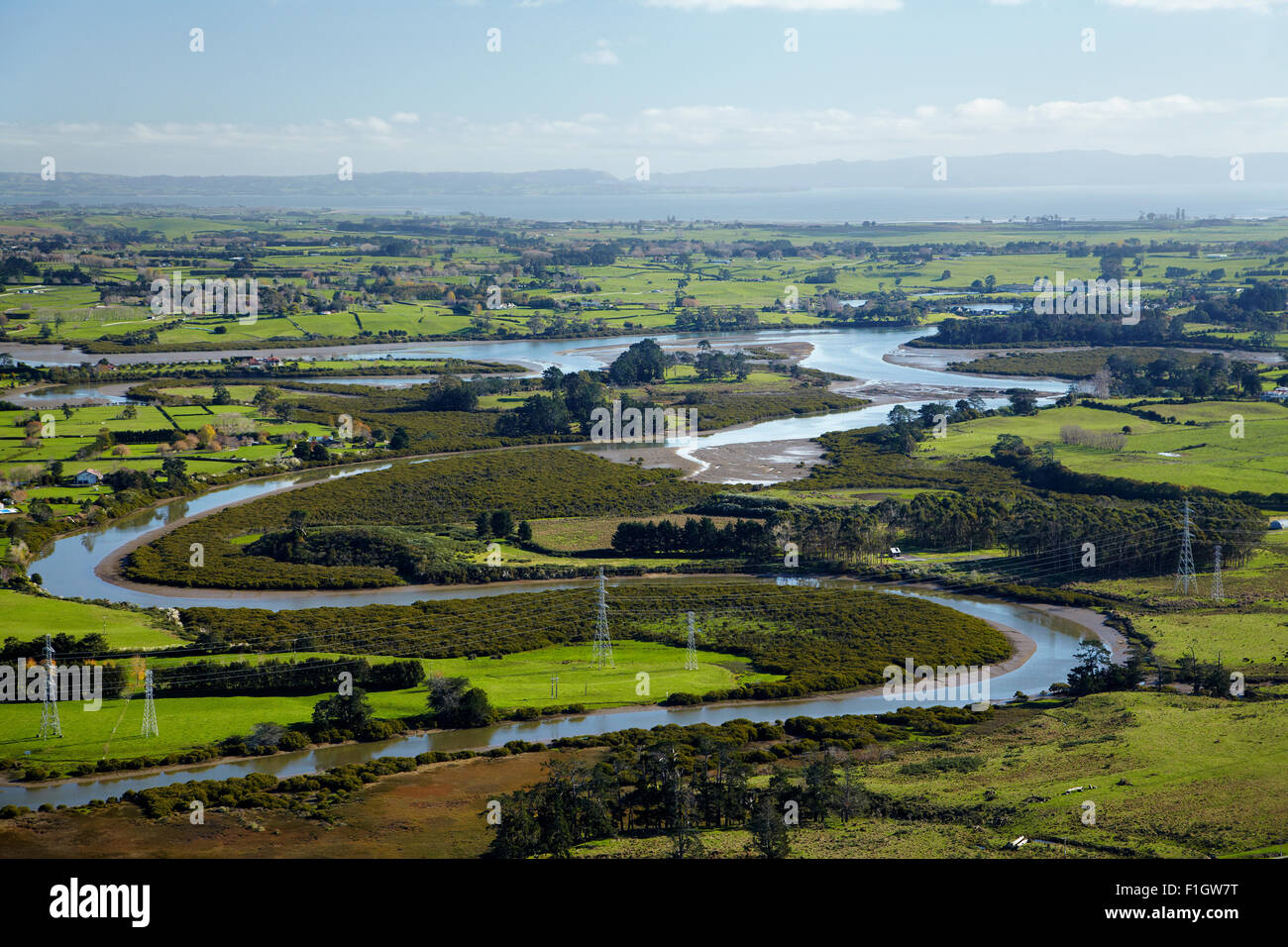 Drury Creek, near Drury, Auckland, North Island, New Zealand - aerial ...
