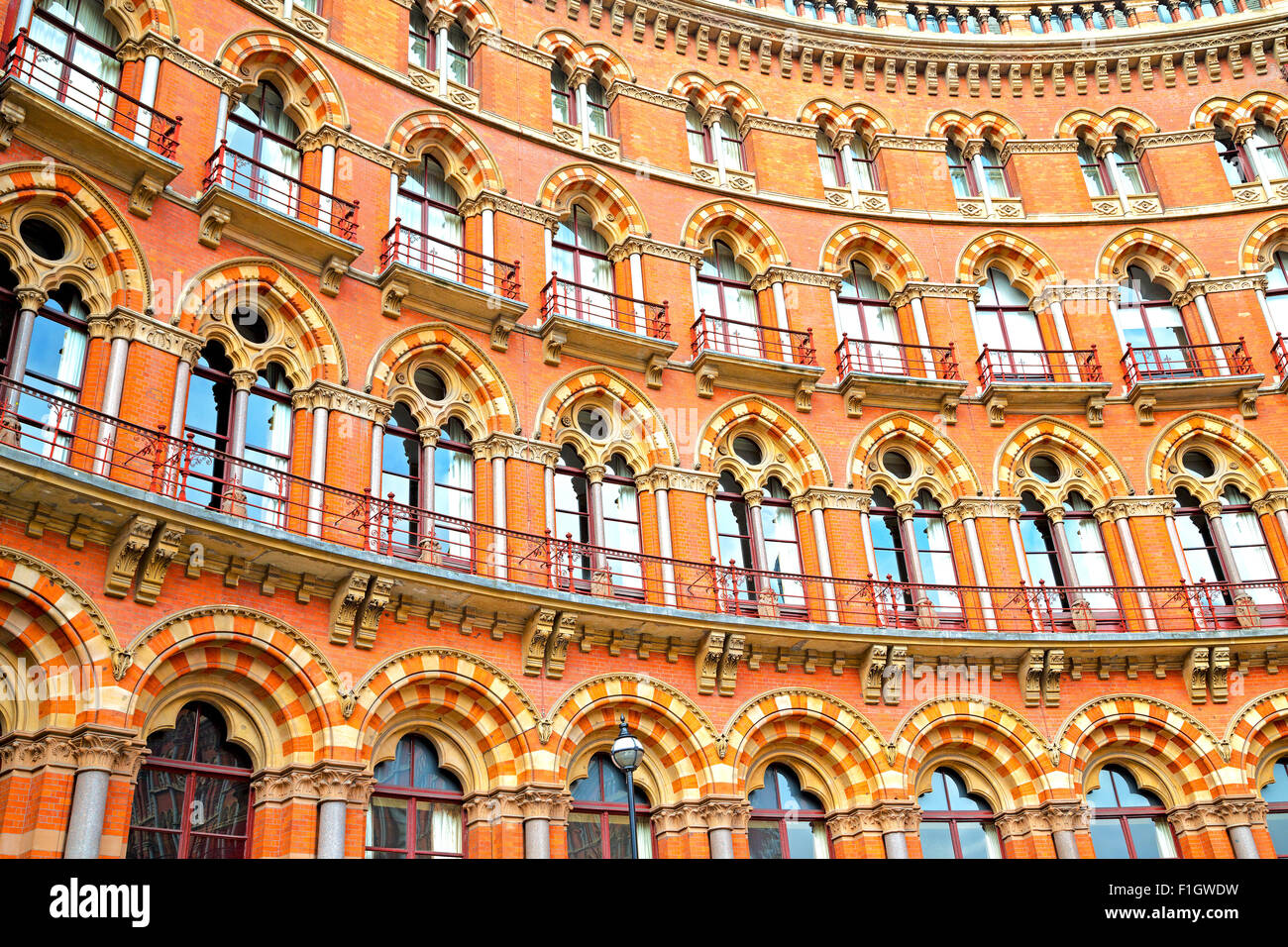 old architecture in london england windows and brick exterior wall ...