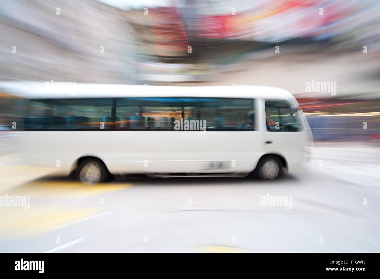 Fast moving bus Stock Photo - Alamy
