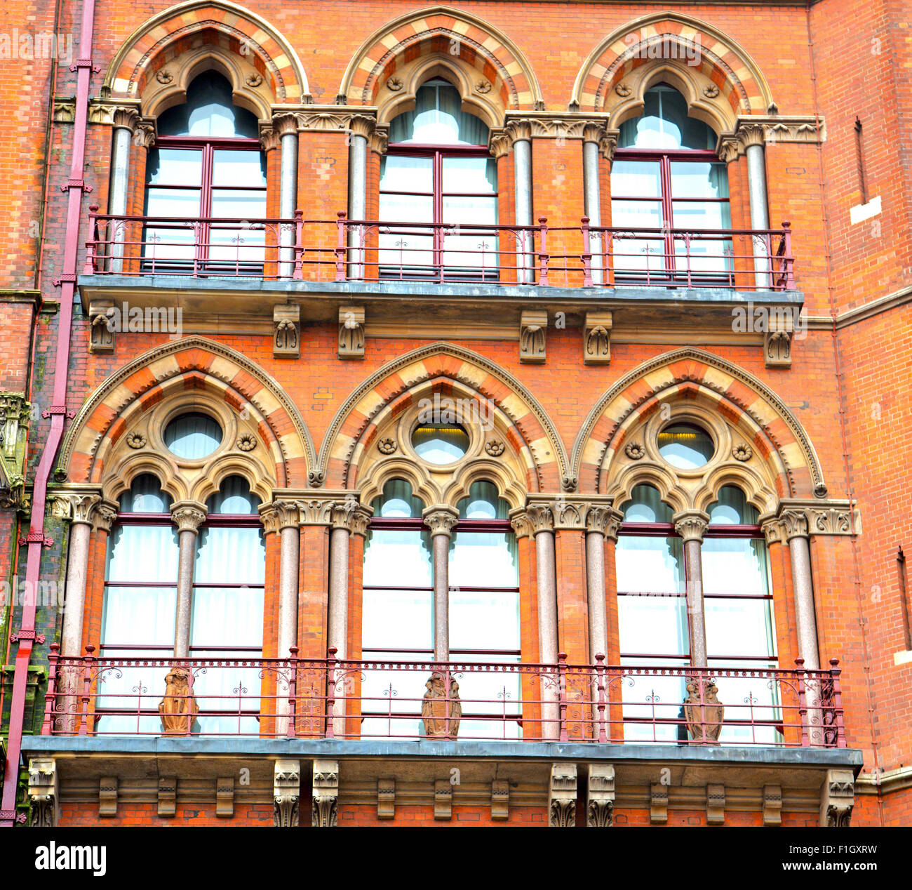 old architecture in london england windows and brick exterior wall ...