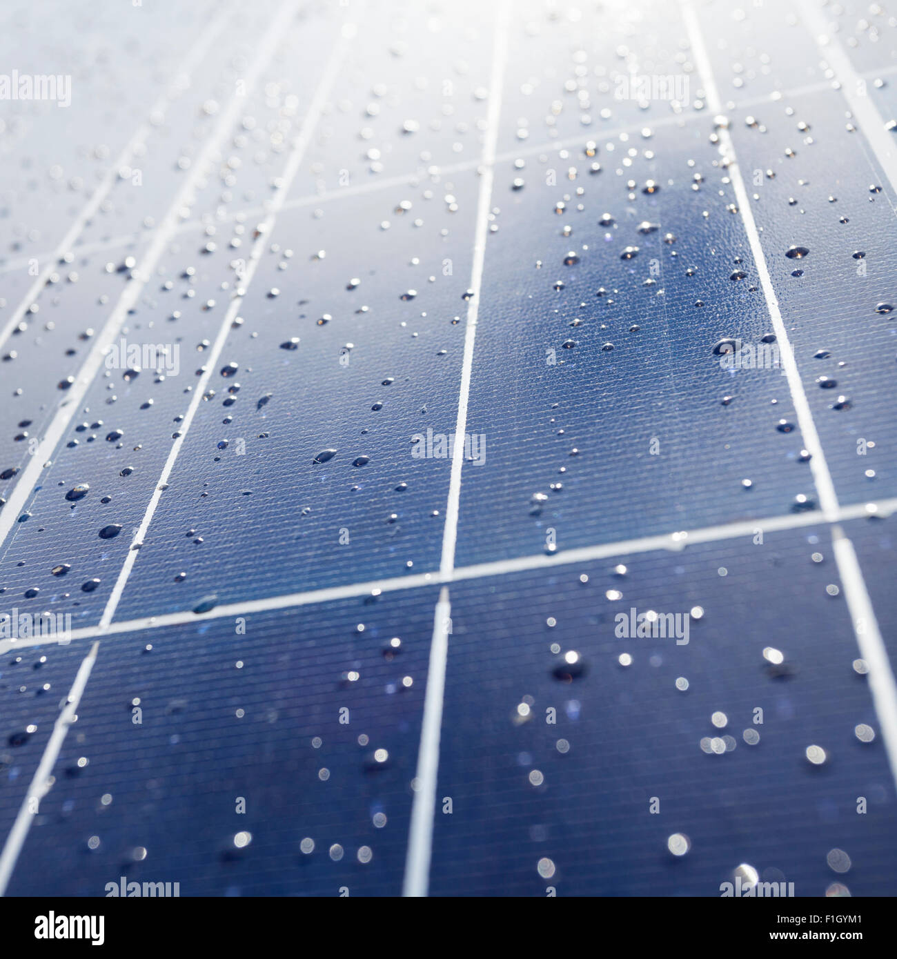 Detail of Solar Panel plates with drops of rain. Solar Photovoltaics ...