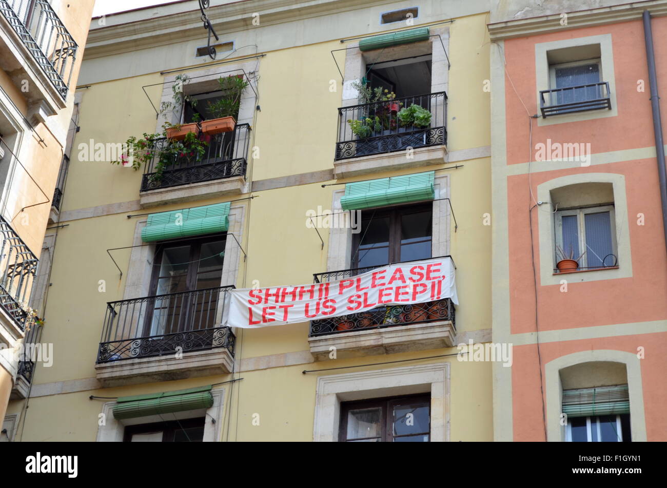 Balcony please let us sleep Stock Photo - Alamy