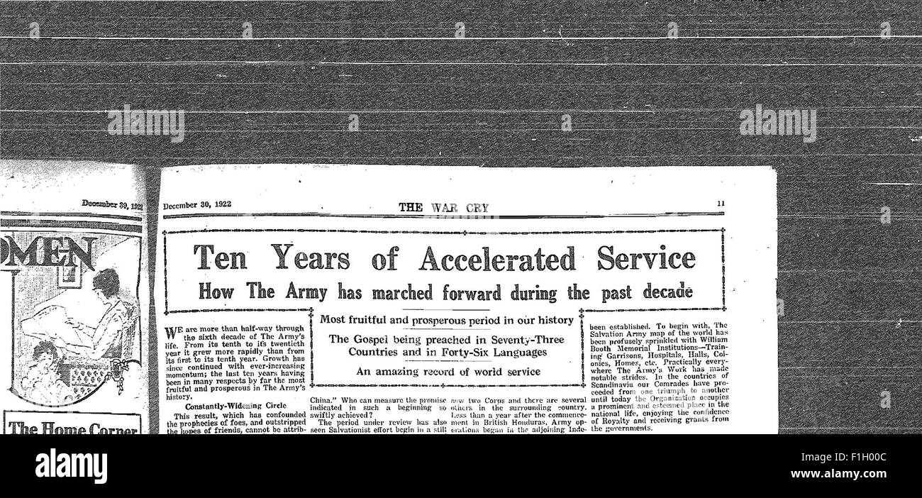 'The War Cry' is a historical publication that features social and ...