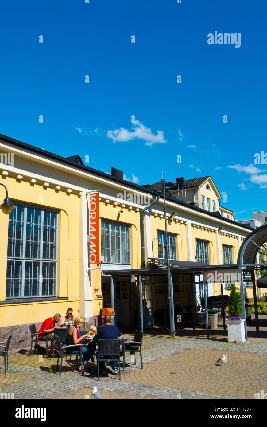 Restaurant terrace, Korjaamo, cultural centre in former tram depot ...