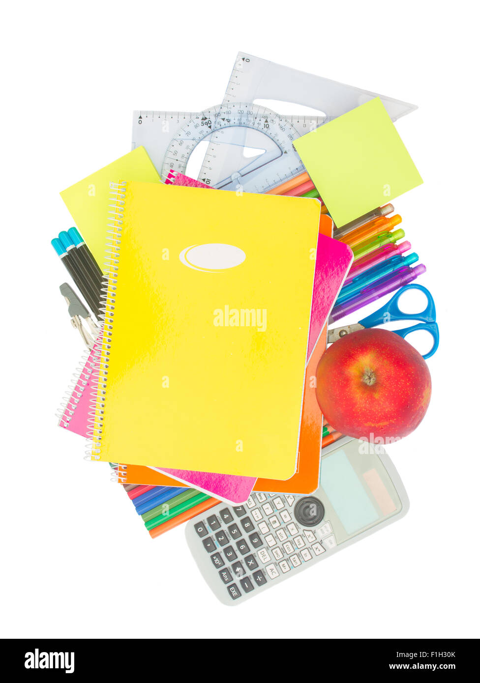 Set of back to school with note Cut Out Stock Images & Pictures - Alamy