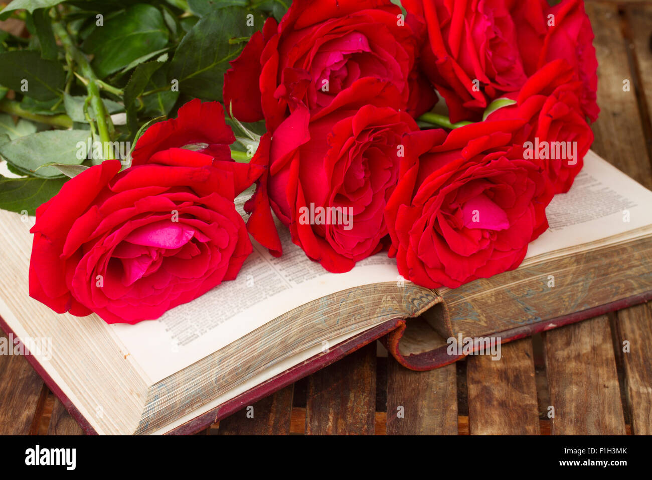 old book with roses Stock Photo - Alamy