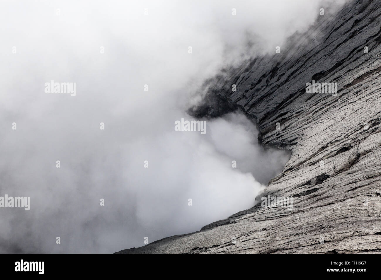 Steam coming from the crater of Bromo volcano, Java, Indonesia, Asia ...