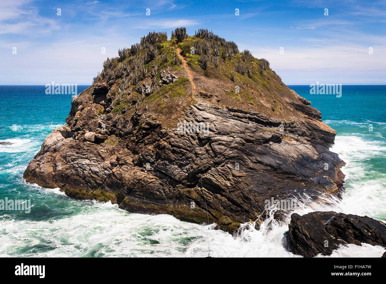 View of coastal rock formation, Lagoinha, Buzios, Rio de Janeiro ...