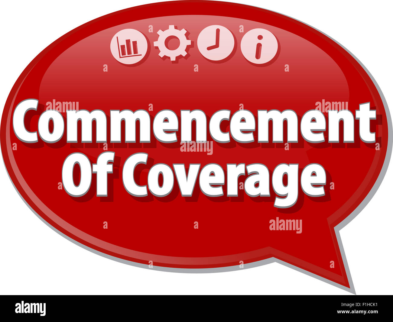 Speech bubble dialog illustration of business term saying Commencement ...