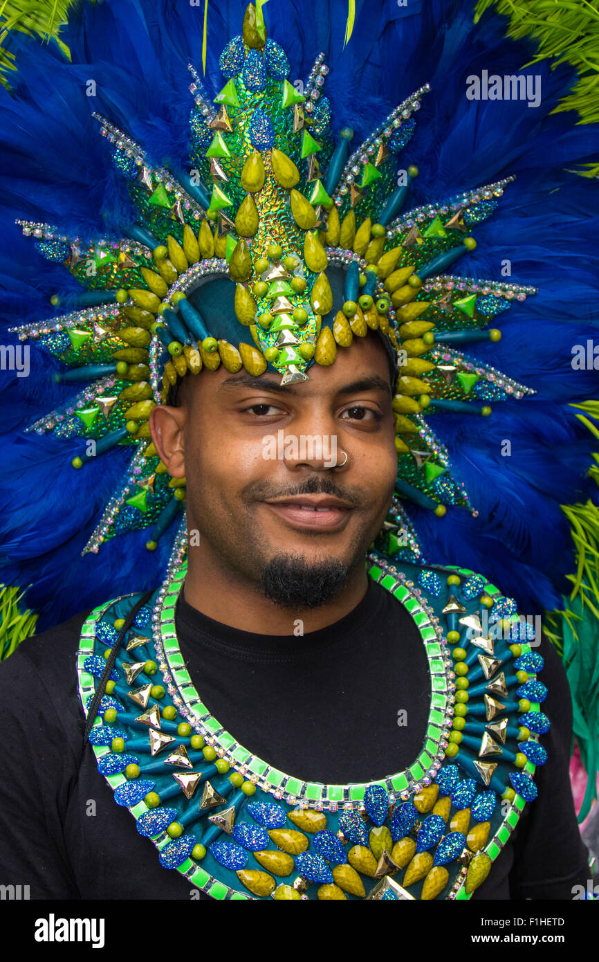 Revellers enjoy the notting hill carnival 2015 parade hi-res stock ...
