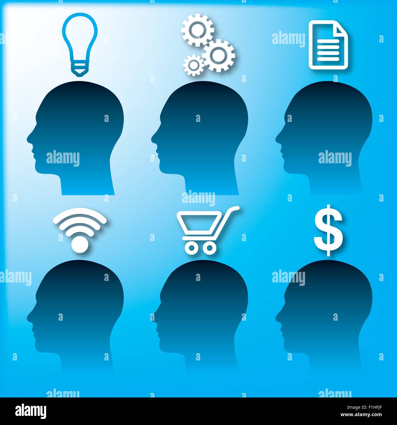 Man’s creative thought process illustration for web or print Stock ...