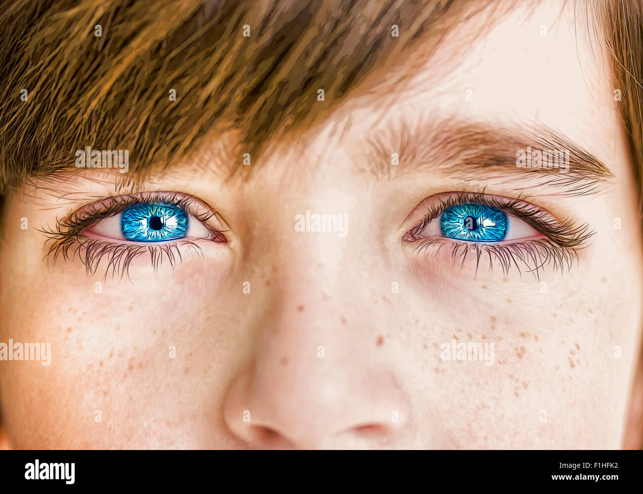 insightful look blue eyes boy Stock Photo - Alamy