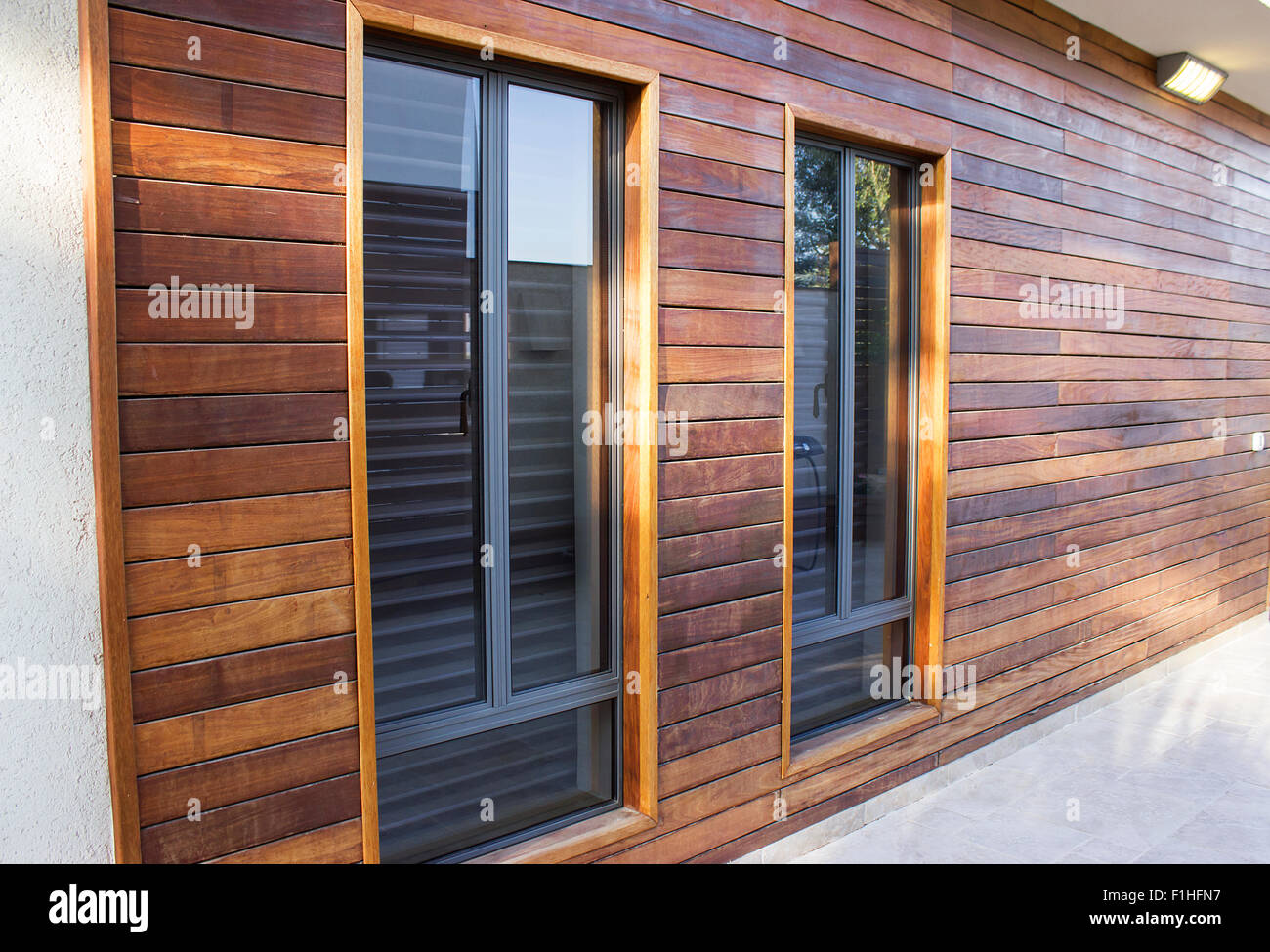 windows on wooden wall Stock Photo - Alamy