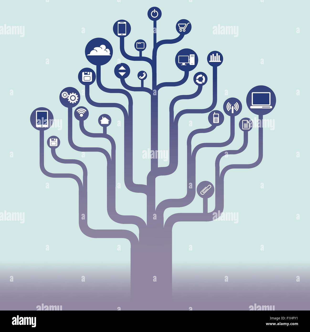 Abstract technology tree background with icons for Web or Print Stock ...