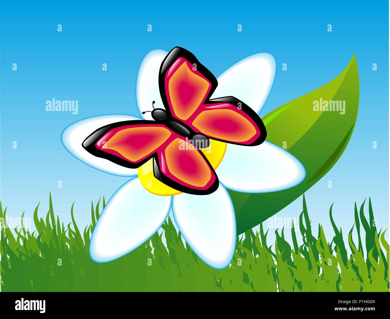 Beautiful butterfly flying on green Stock Vector Images - Alamy