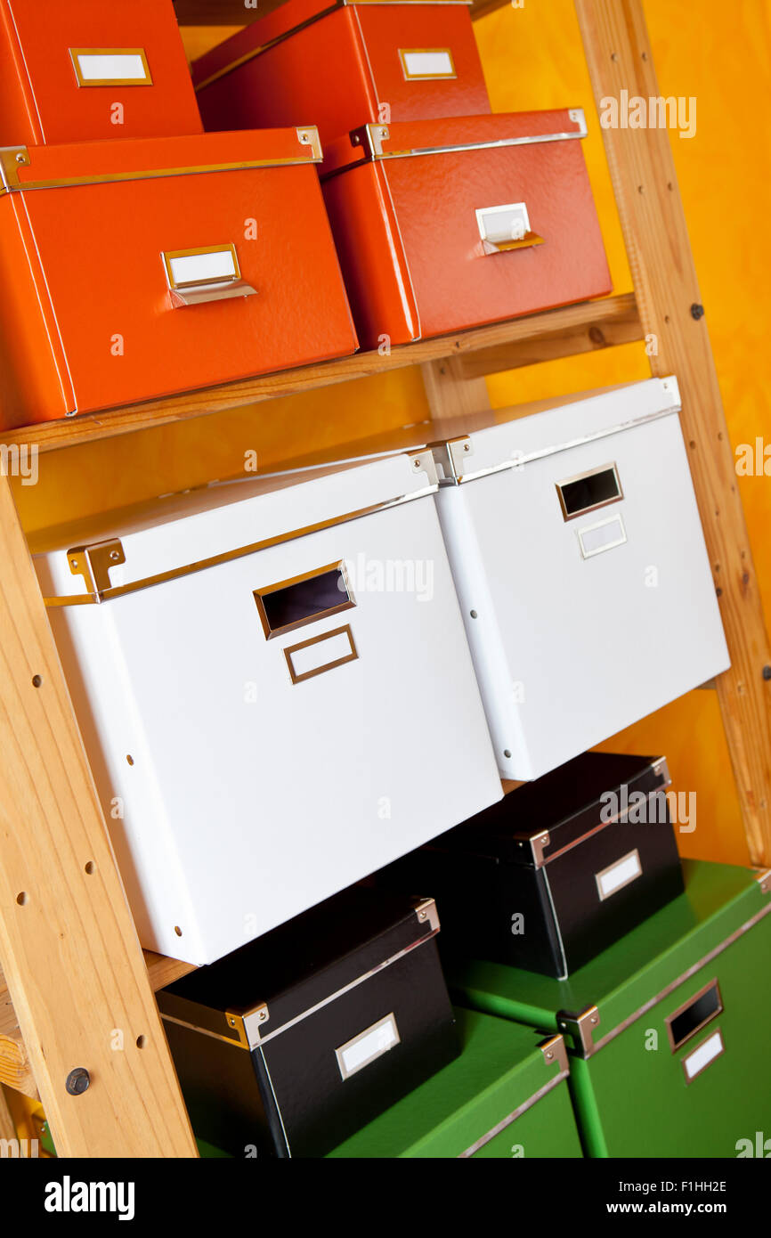 Colored cardboard boxes for organizing Stock Photo - Alamy