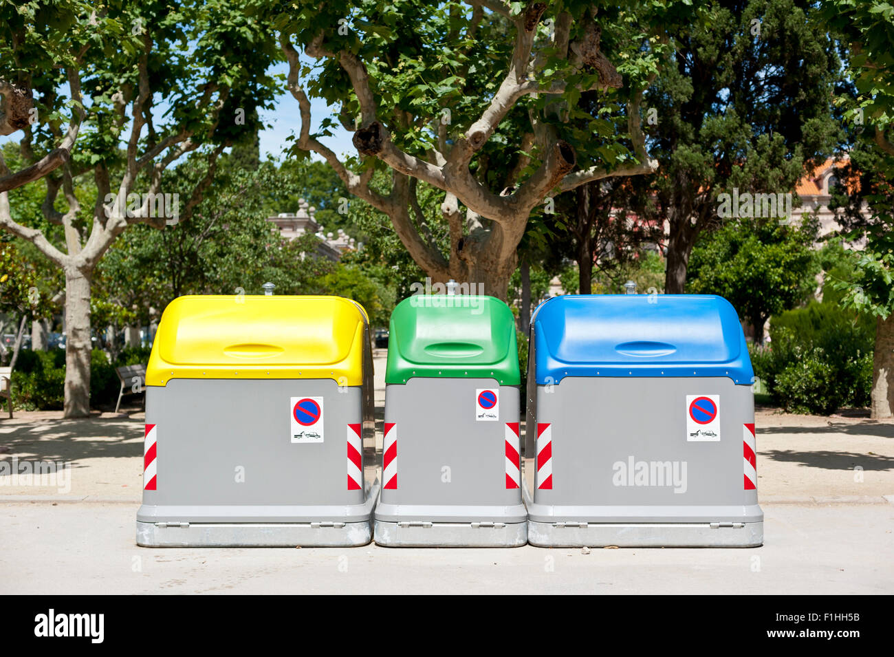 Recycling containers for selective waste collection Stock Photo - Alamy