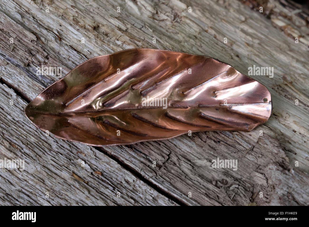 Copper Leaf Decoration on aged tree Stock Photo - Alamy