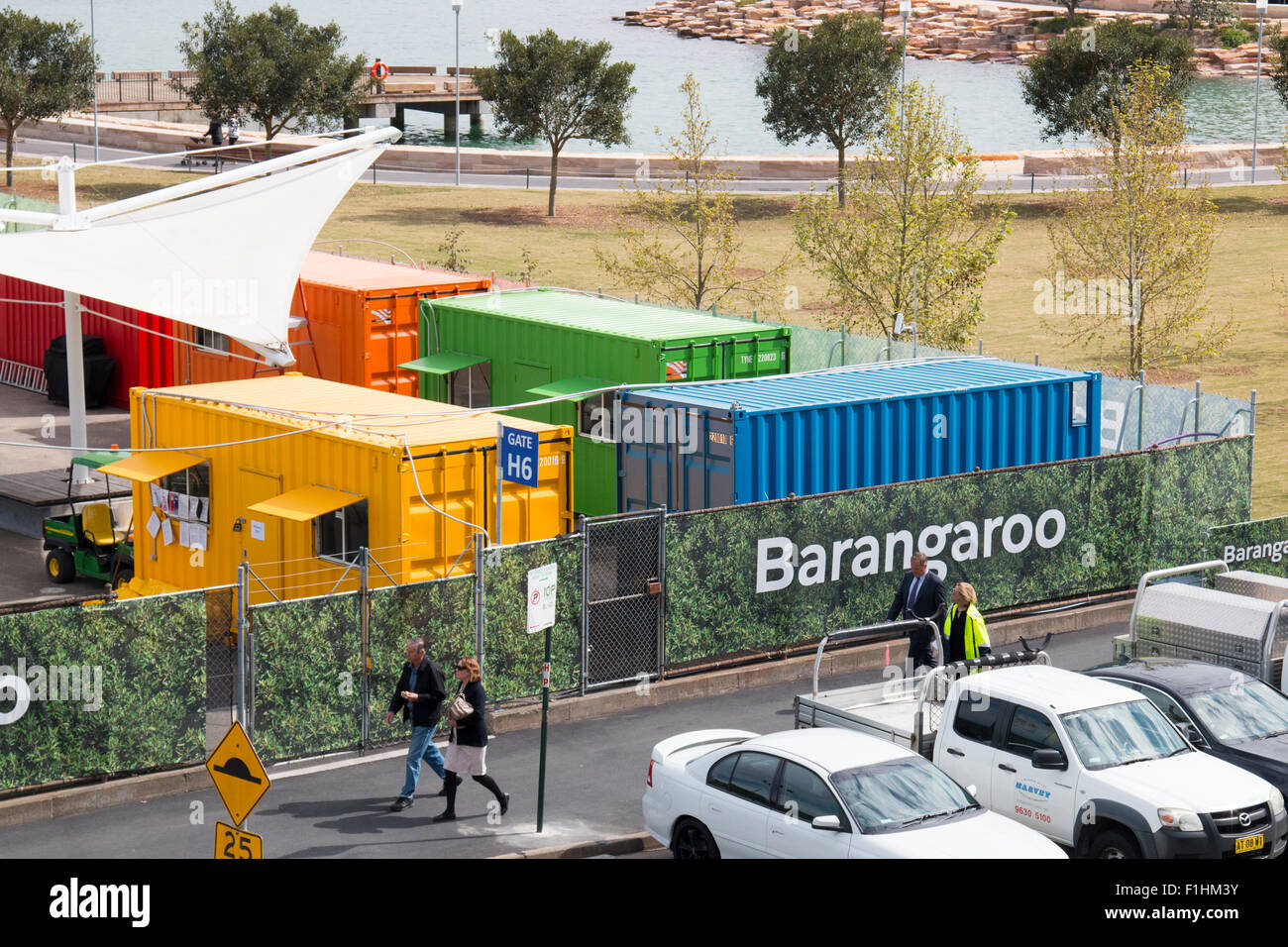 Barangaroo reserve park in Sydney with site storage compound in the ...