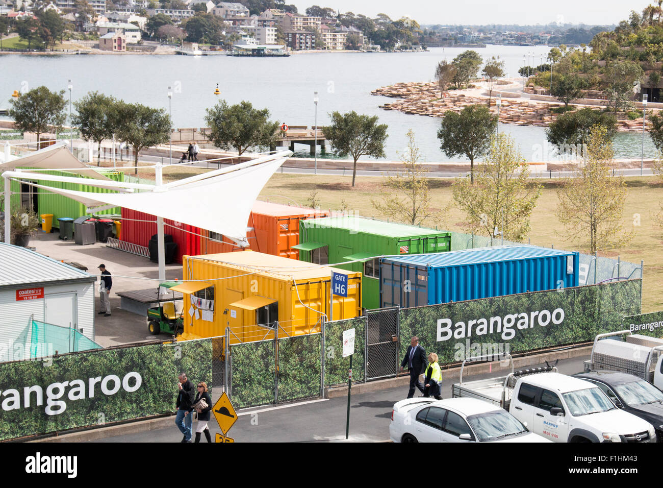Barangaroo reserve park in Sydney with site storage compound in the ...