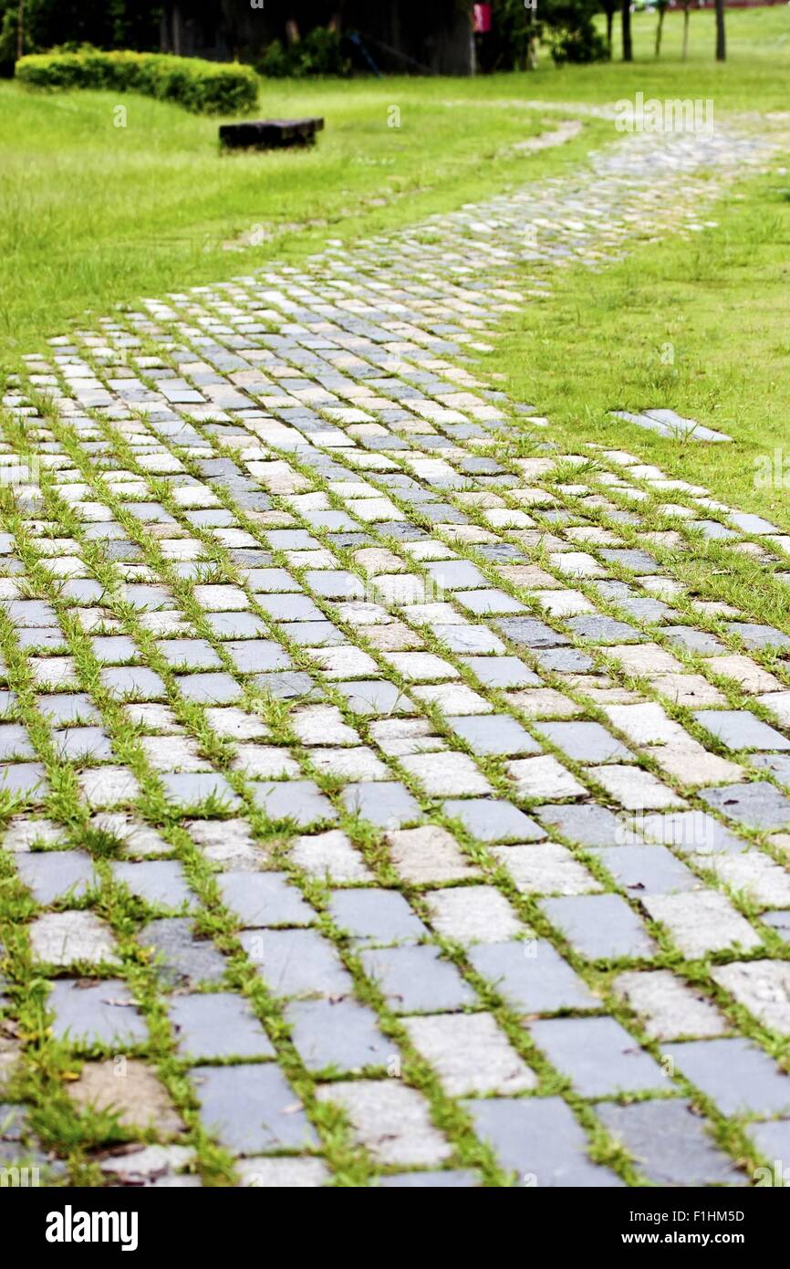 Bending garden stone path in Taiwan Stock Photo - Alamy
