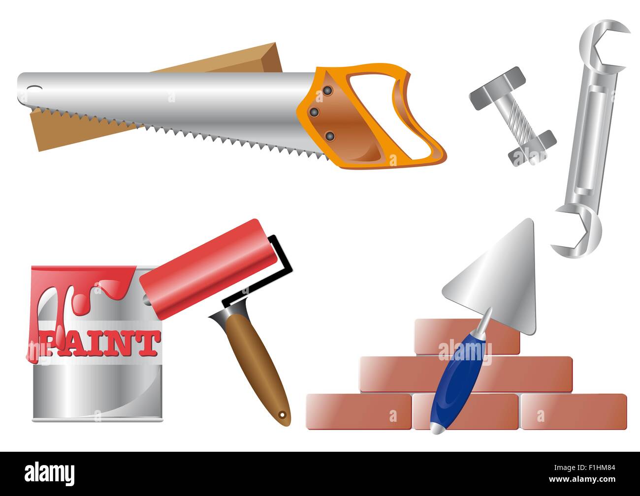 vector illustration with different tools isolated on white background ...